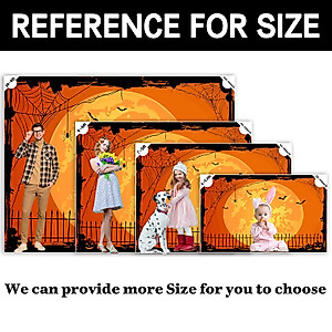 Swepuck 10x8ft Orange Halloween Photo Backdrop for Parties Large Pumpkin Patch Moon Picture Photography Background Kids Witch Haunted House Decorations Banner