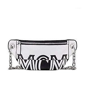 MCM Women's Black/White Contrast Leather Mini Crossbody Chain Bag MWR9ACL12WT001