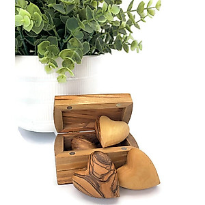 Handmade Wooden Hearts, Set of Two Olive Wood Carved Hearts from the Holy Land, Carved Wood Hearts for gifts Anniversary Valentine Gift, Loss Love, Wooden Hearts for Wedding, Wood Heart Décor