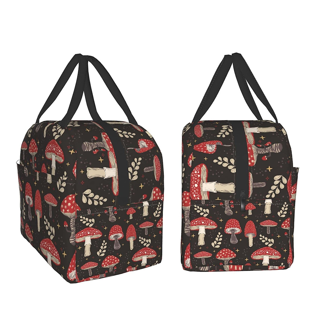 Pubnico Cute mushroom Lunch Box, Bento Box Insulated Lunch Boxes Reusable Waterproof Lunch Bag With Front Pocket For Office Picnic Hiking Beach