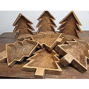 5-Pack Farmhouse Tree Wood Rustic Handmade Dough Bowls 9 x 13 x 1.5 inches - Candle Pour - Candle Fill - Gifts for Holidays, Christmas Tree