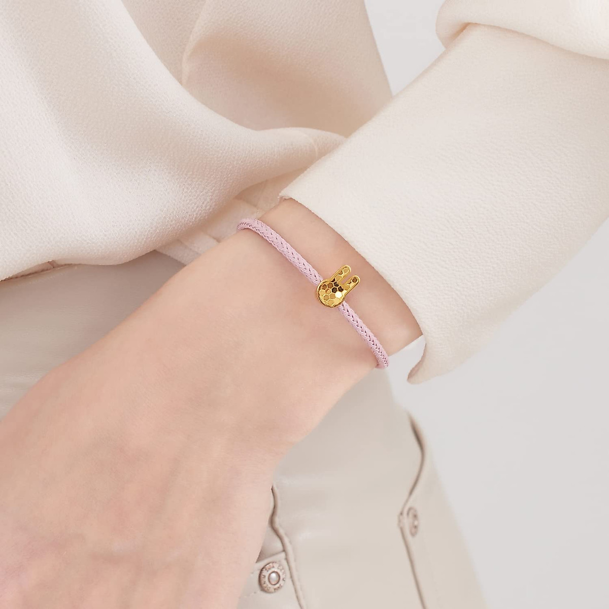 CHOW SANG SANG 999 24K Solid Gold Mini Charm Dazzling Rabbit Charm Blessing Bracelet for Women and Men 93652C