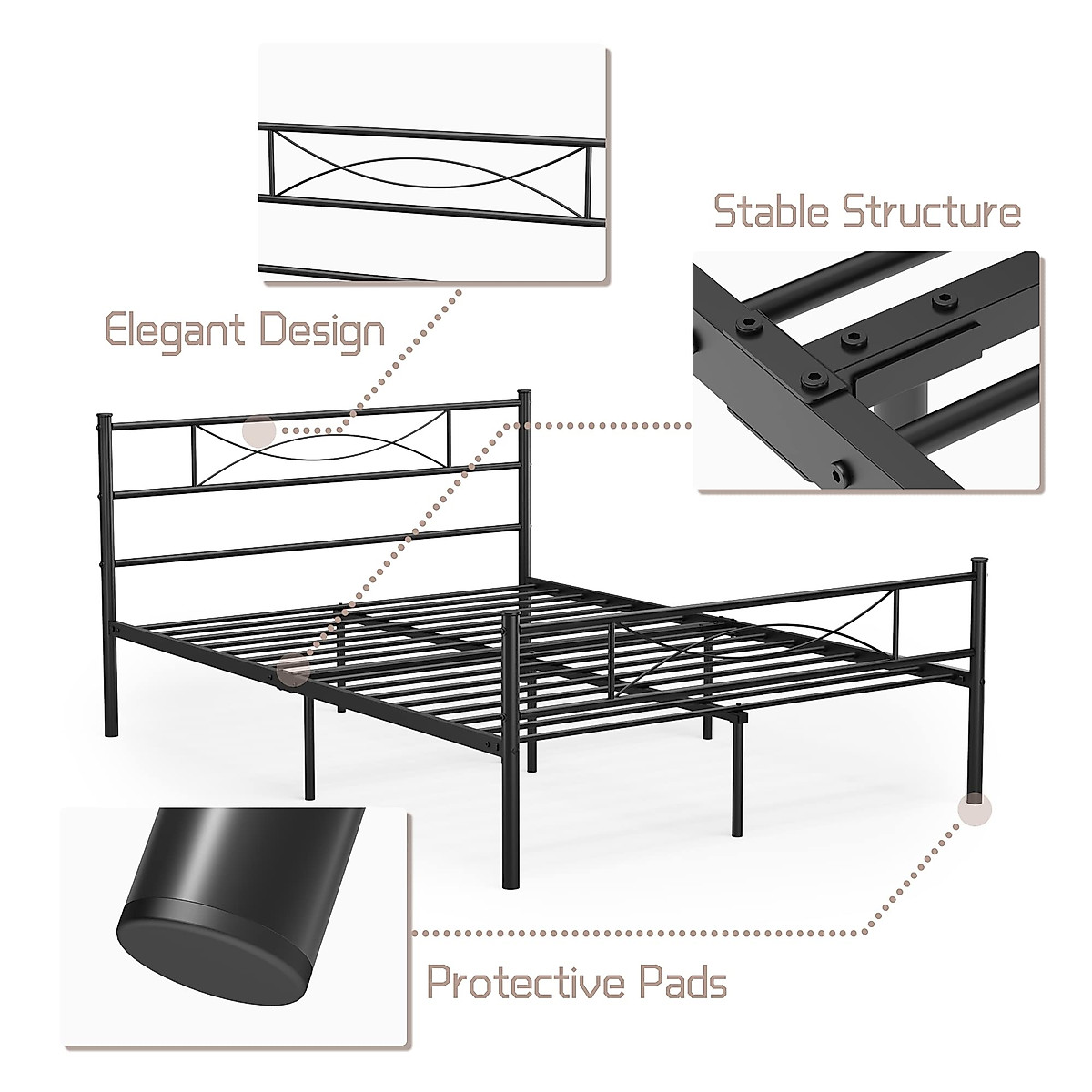 Weehom Metal Bed Frame Platform Mattress Foundation/Box Spring Replacement Platform Bed Kids Bed Twin Black
