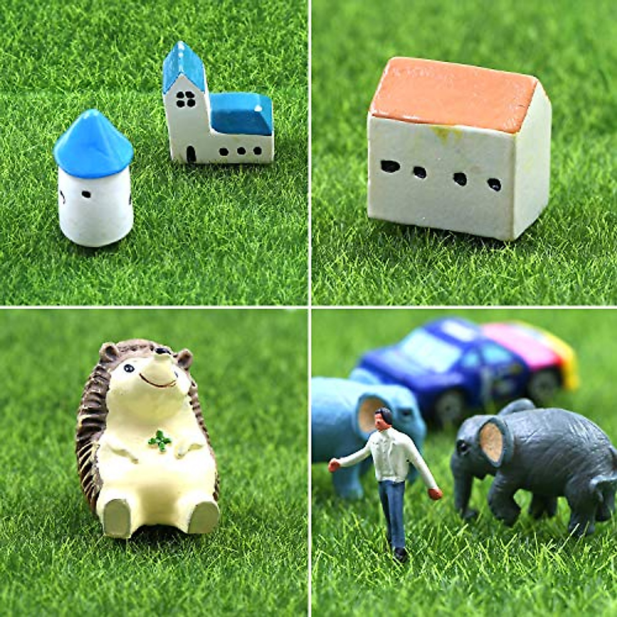 ELCOHO 12 Pieces Artificial Garden Grass Lawn Life-Like Fairy Artificial Grass Lawn Miniature Fairy Garden Ornament Dollhouse Decoration, 6 x 6 Inches