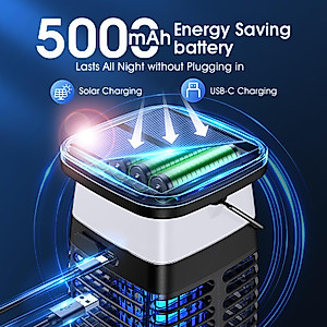 Bug Zapper Outdoor Indoor Mosquito Zapper Solar Fly Zapper Rechargeable Electric Mosquito Killer IP68 Waterproof Insect Fly Trap Plug in with RGB Light & Reading Lamp for Patio Camping Home Backyard