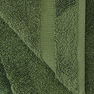 Towel Bazaar Premium Turkish Cotton Super Soft and Absorbent Towels (8-Piece Towel Set, Moss Green)