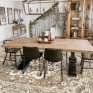 TOPRUUG Washable Oriental Area Rug - 8x10 Rugs for Living Room Soft Carpet for Bedroom Waterproof Floral Distressed Indoor Stain Resistant Non-Shedding Floor Carpets (Beige, 8x10)