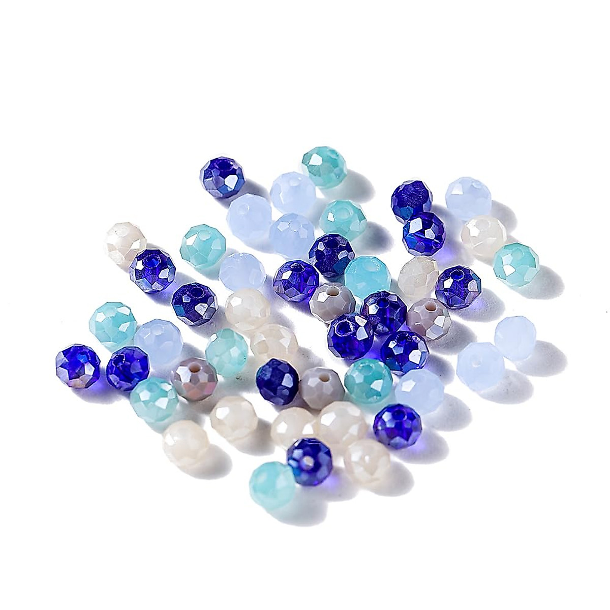 St.Kunkka Crystal Glass Beads for Jewelry Making, 1000pcs 4mm Mixed Color Faceted Rondelle Crystal Beads Austria Round Shape Loose Spacer Beads for DIY Women Bracelet Necklace (Blue Series)