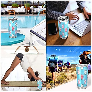 HXshaoye cute animal rabbits bunny blue peach Stainless Steel vacuum insulated water bottle Leak-proof Lid and Straw mug spill proof leak proof for gym simple travel coffee tumbler vaso para cafe