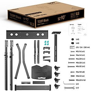 ONKRON Mobile TV Stand on Wheels for 50-90 Inch Screens, Portable TV on Wheels up to 198.4 lbs - Adjustable Rolling TV Stand Max VESA 800x600 / Mobile TV Cart with Wheels Tilt Black