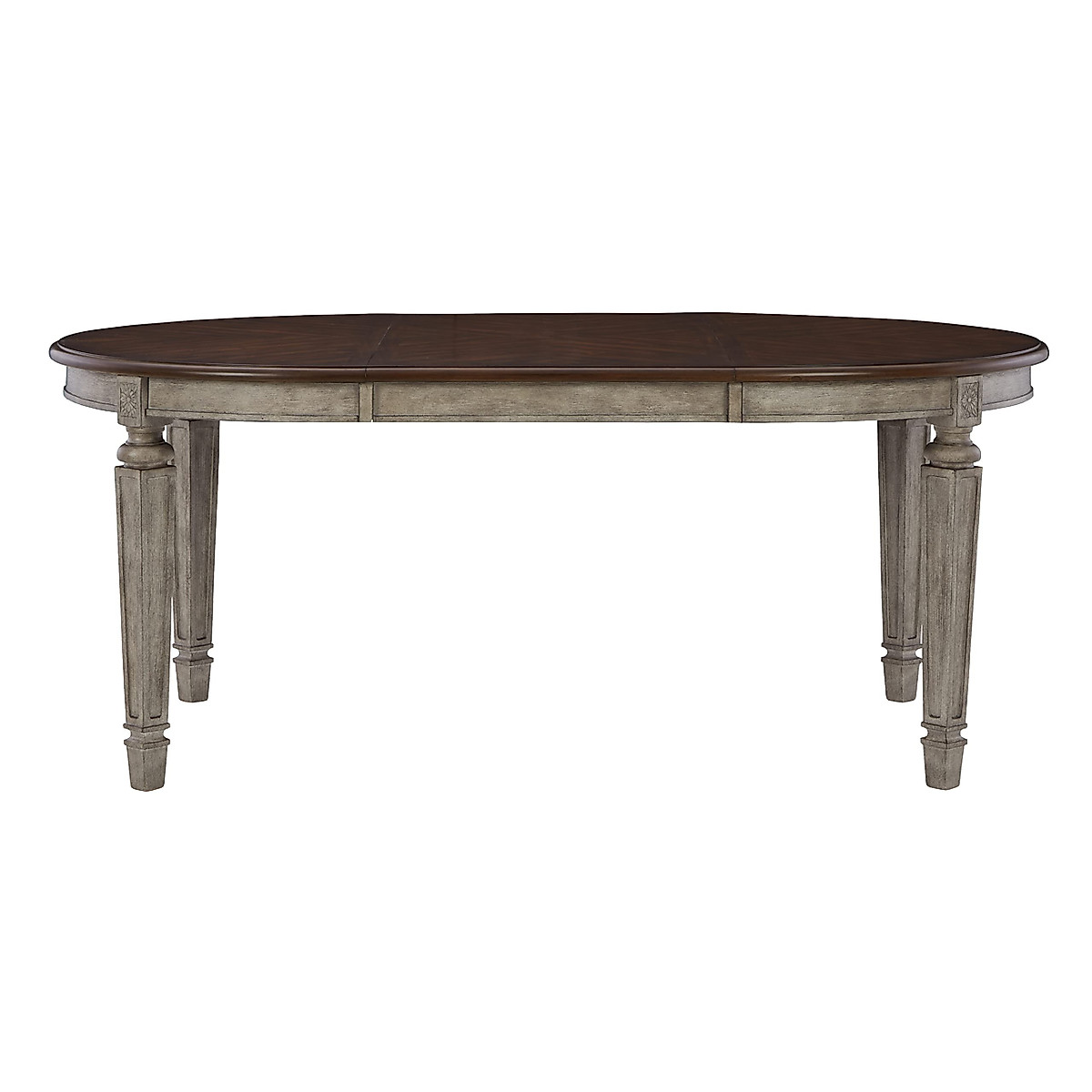 Signature Design by Ashley Londenbay Classic Farmhouse Oval Dining Room Extension Table, Brown & Gray