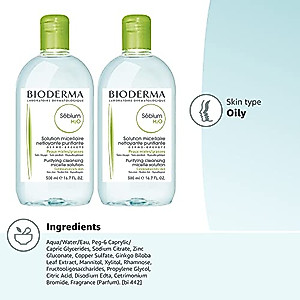 Bioderma - Sébium H2O - Micellar Water - Cleansing and Make-Up Removing - for Combination to Oily Skin 33.4 Fl Oz