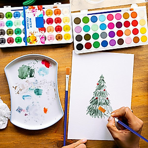 Nuanchu 6 Pack Watercolor Paint 36 Colors Washable Watercolor Paint Water Color Kits Watercolor Palette and Paint Brushes Portable Painting Supplies for Kids, Adults, Beginners Artists Gift