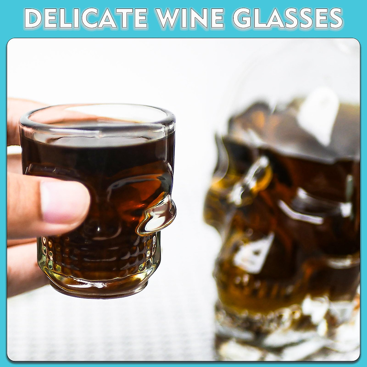 GXFCCYXT Skull Decanter Set 25oz/750ml Crystal Glass Skull Liquor Bottle with 2 Small 50ml Skull Cups Funny Halloween Decor Whiskey Decanter for Liquor Vodka Wine Bourbon or More