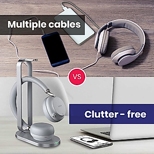 Yealink BH72 Teams Wireless Headset Bundle with Blue Beacon Range Extender - Global Teck Bundle with Blue Tooth Wireless DongleRange Extender and Global Teck Microfiber Cloth, Gray