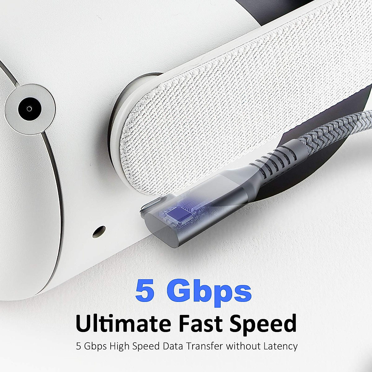 Link Cable Compatible with Oculus Quest 2 (16ft/5m), Quest Link Cable Replacement for Quest/Rift S, High Speed Data Transfer Charging Nylon Braided Cord Compatible for Oculus Quest Headset & Gaming PC