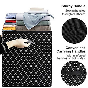 Toy Chest Box Organizer Bins for Boys Girls, Kids Large Collapsible Storage Box Container Sturdy with Fabric Flip-Top Lid & Handles for Clothes,Blanket,Nursery,Playroom,Bedroom,Stuffed Animals 24.5x13x16 (Black)