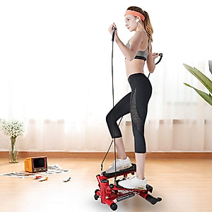 Livebest Adjustable Mini Stepper Indoor Stair Stepper Twist Stepping Machine Aerobic Trainer with Resistance Bands and LCD Display for Home,Office and Gym