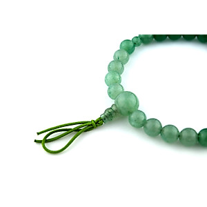 京都あさひ屋 Green Aventurine Quartz Indian Jade Gradation Stone Bracelet Women Men elastic bangle Kyoto mala beads (Rosary)