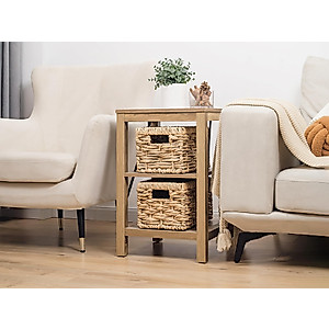 StorageWorks Small Wicker Baskets, Water Hyacinth Baskets with Built-in Handles, Handwoven Bathroom Baskets for Organizing, Medium & Small, 2 Pack