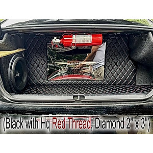 Vinyl Soft Grain Fine Thread Quilted Foam Fabric with 3/8" Foam Backing Upholstery / 52" Wide/Sold by The Yard/FABRIC EMPIRE - Black, White Thread Diamond 2" x 2"