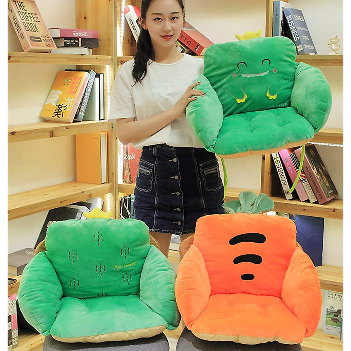 WUYU Cushion Tummy Time & Seated Support on Office Plush Vegetable Sofa Animal Sitting Comfortable Fruit Chairs Lazy Butt (Strawberry)