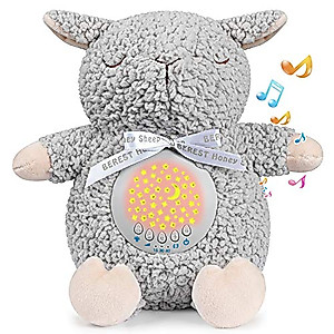 BEREST Baby Sleep Soother Sleepy Sheep, Mom's Heartbeat Lullabies & Shusher Baby Sound Machine, Nursery Decor Night Light Projector, Toddler Crib Sleeping Aid, Baby Shower Gifts Portable Sheep