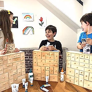 HYGGEHAUS Art Organizer & Storage - 24 Drawer Crafts Organization | Apothecary Cabinet Dresser Chest | DIY Advent Wooden Calendar | Comes Fully Assembled, Solid Pine Wood - L:12.5" x H:14.5" x D:4"