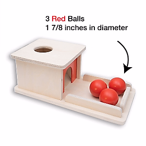 Montessori Object Permanence Box Wooden Toy Tray and Ball Drop w/ Three (3) Balls Baby First Learning Toys Imbucare Box