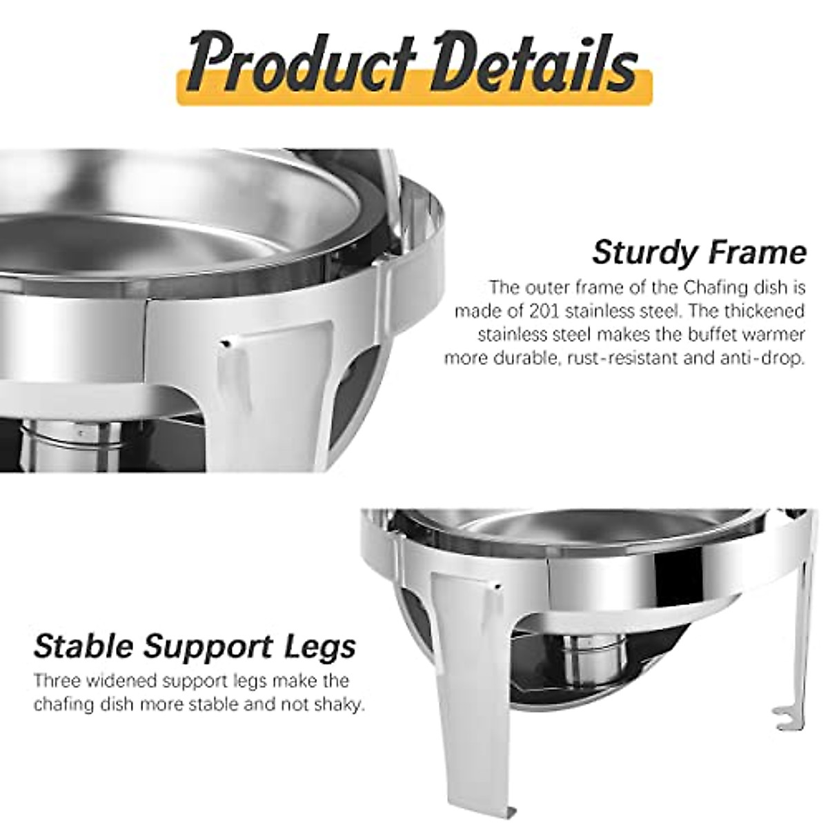 BriSunshine 6L Chafing Dish Buffet Set, Stainless Steel Chafing Dishes with Roll Top Lid, Buffet Servers and Warmers for Parties Catering Event