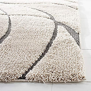 SAFAVIEH Florida Shag Collection Area Rug - 5'3" x 7'6", Cream & Grey, Non-Shedding & Easy Care, 1.2-inch Thick Ideal for High Traffic Areas in Living Room, Bedroom (SG471-1180)