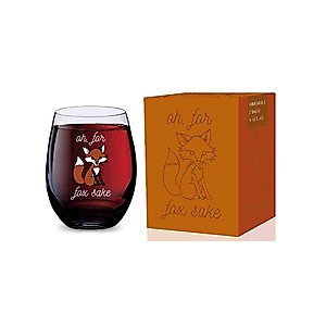 GSM Brands Stemless Wine Glass (Oh For Fox Sake) Made of Unbreakable Tritan Plastic and Dishwasher Safe - 16 ounces