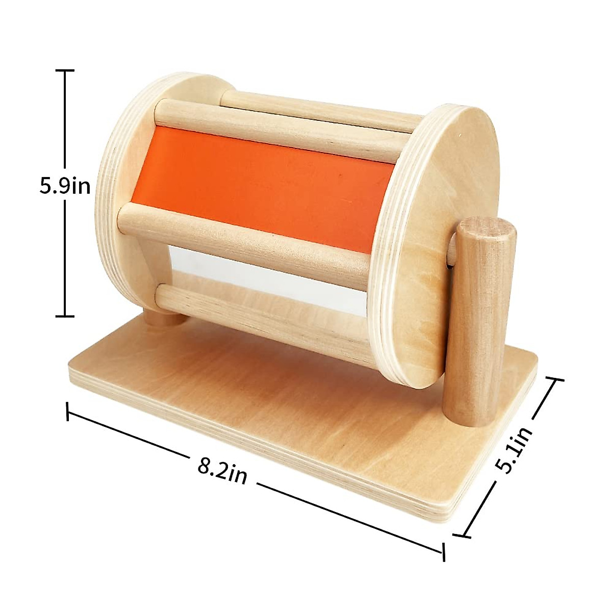 SGVV90 Wooden Spinning Rainbow Drum, Sensory Development Toys, Montessori Toys with Mirror and Bell for Baby Toddlers Gift