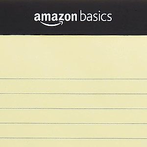 Amazon Basics Wide Ruled Lined Writing Note Pad, 8.5" x 11.75", Canary, 600 Perforated Sheets, 12-Pack of 50