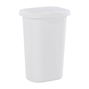 Rubbermaid Spring Top Kitchen Bathroom Trash Can with Lid, 13-Gallon, White, Plastic Garbage Bin/Wastebasket for Home/Kitchen/Bathroom/Garage