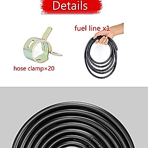 CocoMocart 10-Foot Length Stretchy 1/4 Inch ID Fuel Line+20pcs 2/5" ID Hose Clamps for Kawasaki Kohler Briggs & Stratton Small Engines