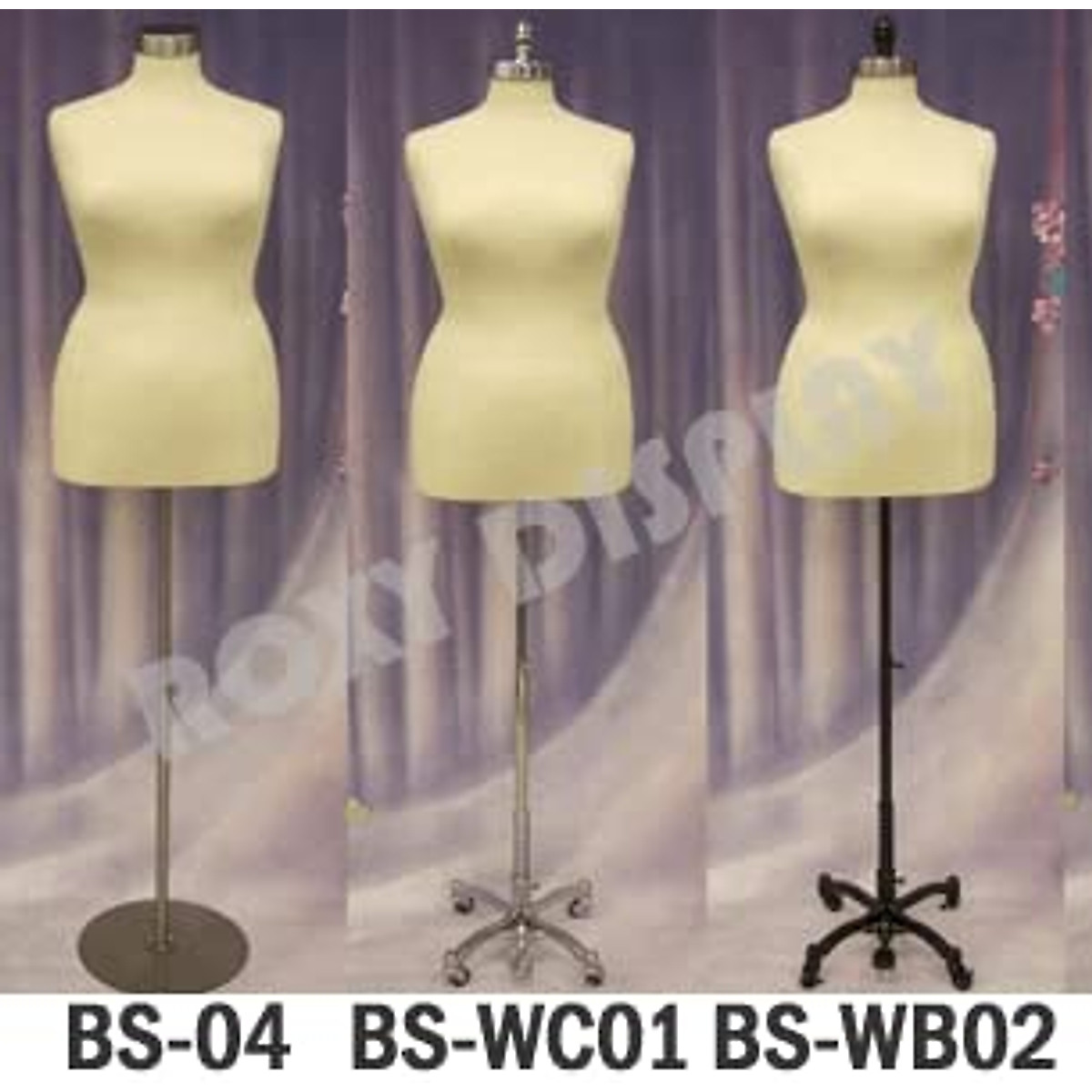 ROXYDISPLAY™ White Color Body Form, Size 18-20, Plus Size Mannequin with Chrome Caster Base+Cap