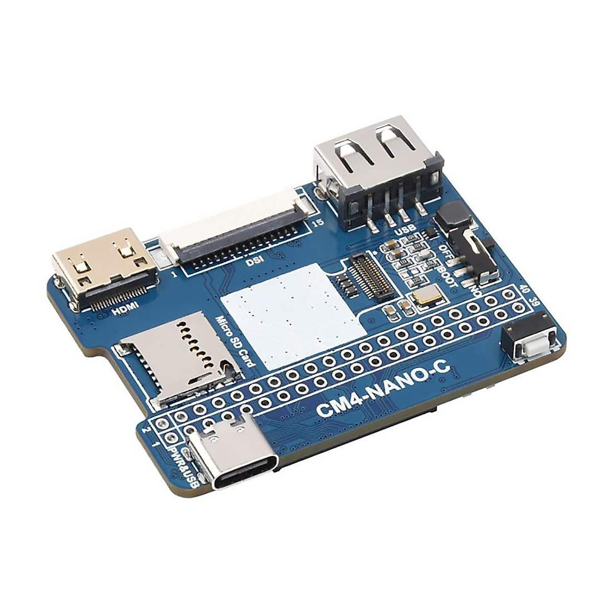 Nano Base Board C Version for Raspberry Pi Compute Module 4 Lite/eMMC (CM4 not Include), with 8MP 160°FOV Camera, Same Size As The CM4