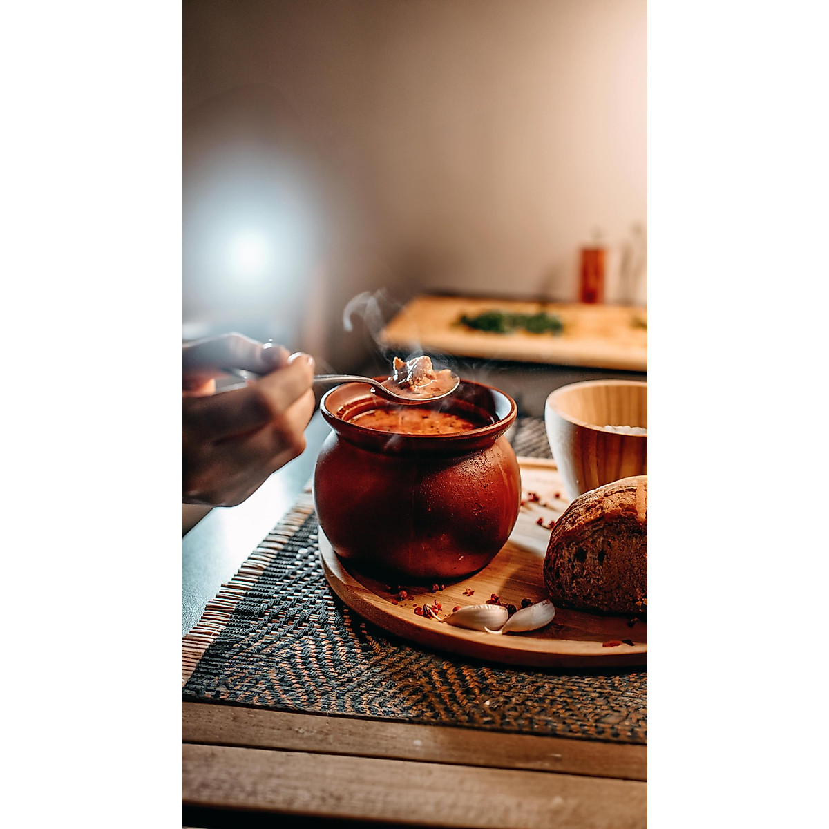 Generic Cute Mini Kitchen Clay Cooking Pot - Traditional Ceramic Pot with Lid for Healthy Cooking - Multipurpose Cooking Pot Use for Home Kitchen or Restaurant, 9cmx12cmx12cm, Brown