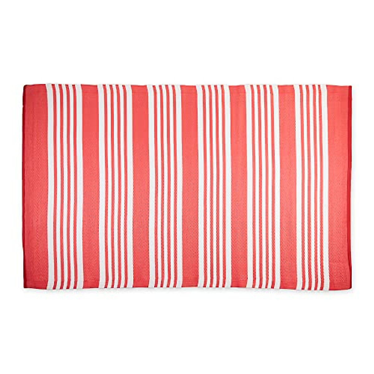 DII Outdoor Rug Collection Reversible Woven Polypropylene Plastic Straw Mat, 4x6-Feet, Coral