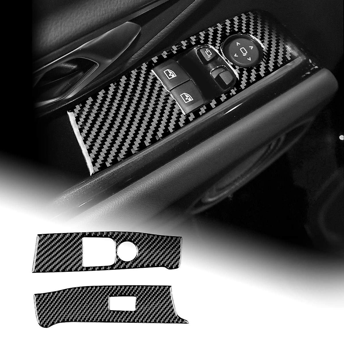 AIRSPEED for Supra Door Window Button Frame Cover Sticker Carbon Fiber Door Window Control Switch Panel Sticker Trim for Toyota Supra GR A90 A91 MK5 2019-2022, Black