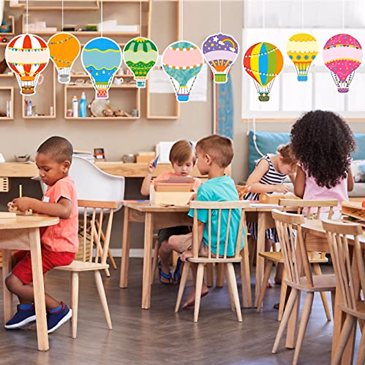 Colorful Hot Air Balloon Classroom Decorations - 45 Pcs Party Supplies