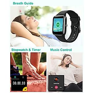 GRV Smart Watch for iOS and Android Phones, Watches for Men Women IP68 Waterproof Smartwatch Fitness Tracker Watch with Heart Rate/Sleep Monitor Steps Calories Counter (Black)