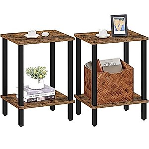 TUTOTAK End Table, Set of 2, Side Table, Nightstand, 2-Tier Storage Shelf, Sofa Table for Small Space, Living Room, Bed Room TB01BB035