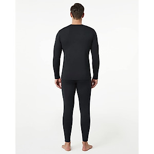 LAPASA Men's Thermal Underwear Set Soft Fleece Lined Long Johns Heavyweight Base Layer Top & Bottom Winter Thermoflux 300 Extra Warm M24 Medium Black