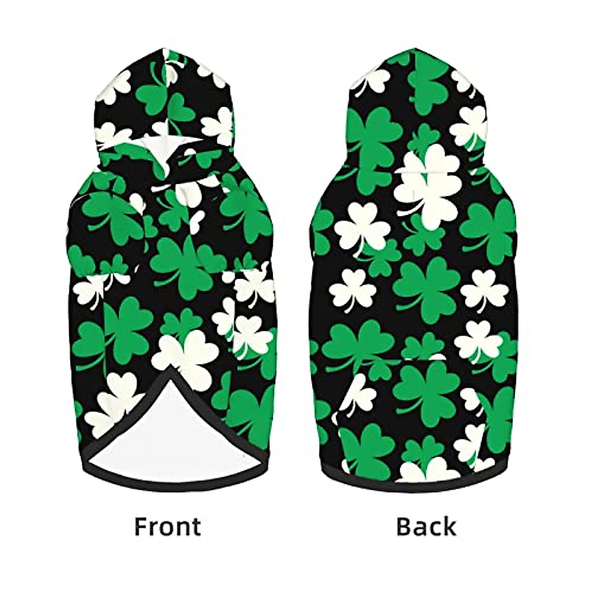 Large Dog Hoodie St.Patrick's-Day-Green-Clover Pet Clothes Sweater with Hat Soft Cat Outfit Coat Medium