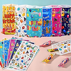 DaiUni 60 PCS Birthday Party Favor Bags Goodie Bags Treat Bags with Handles for Kids Birthday