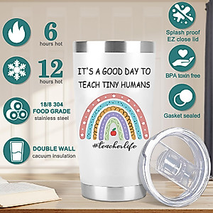 Teacher Appreciation Gifts with Tumbler and Tote Bag, Daycare Teacher Gifts for Birthday with Travel Beach Bag and Cup