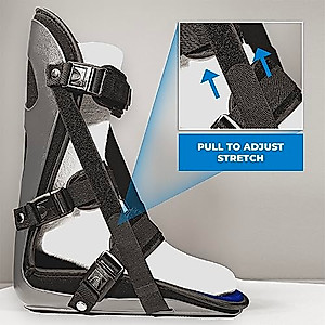 BraceOn Adjustable Night Splint - Plantar Fasciitis, Achilles Tendon, Heel Spur, and Foot Pain Relief Stretching Boot for Men and Women, Gray, Large