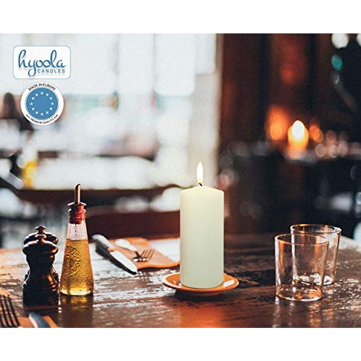 Hyoola Ivory Pillar Candles 3x7 Inch - Unscented Pillar Candles - 6-Pack - European Made